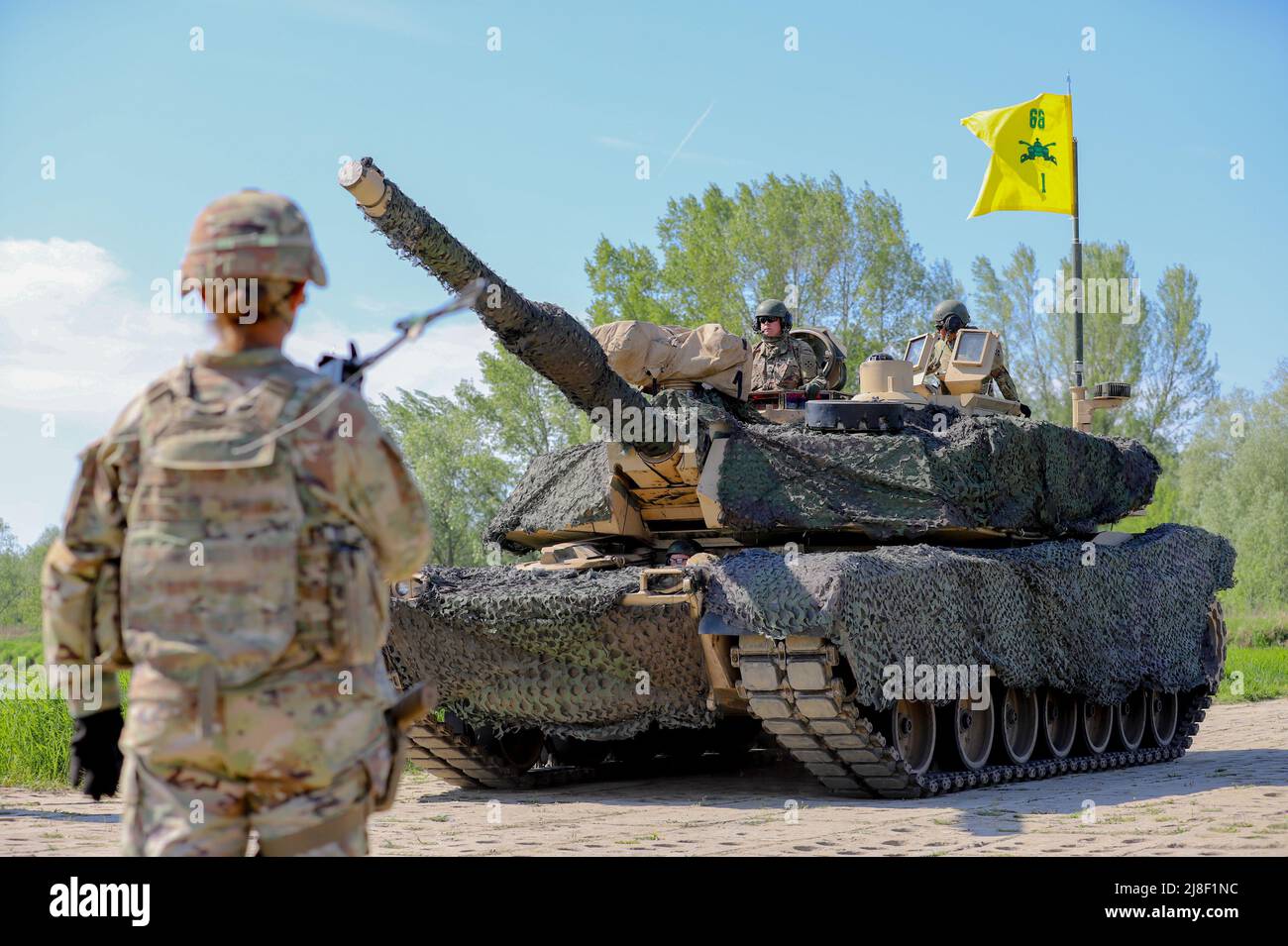 A U.S. Army M1A2 Abrams tank with the 1st Battalion, 66th Armored ...