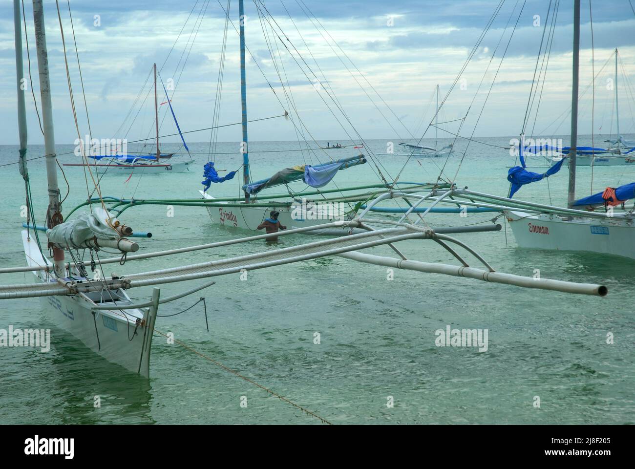 Paraw Boats, White Beach, Boracay, The Visayas, Philippines, Southeast ...