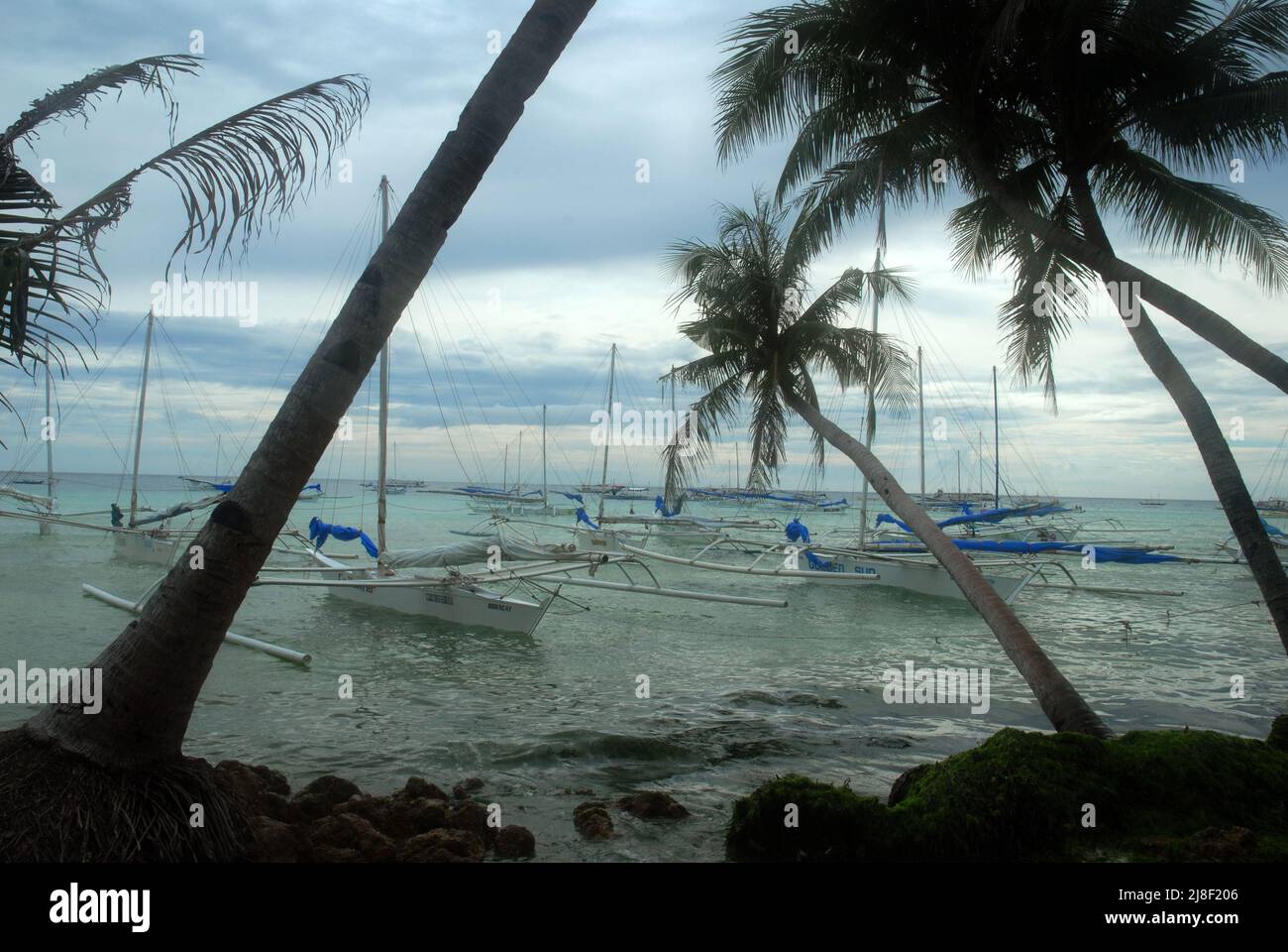 Paraw Boats, White Beach, Boracay, The Visayas, Philippines, Southeast ...