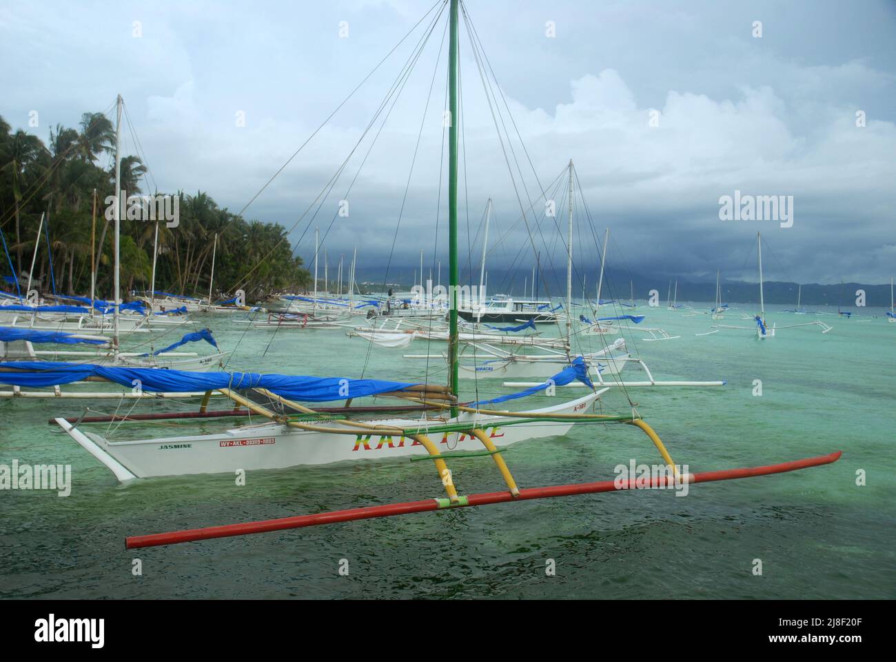 Paraw Boats, White Beach, Boracay, The Visayas, Philippines, Southeast ...