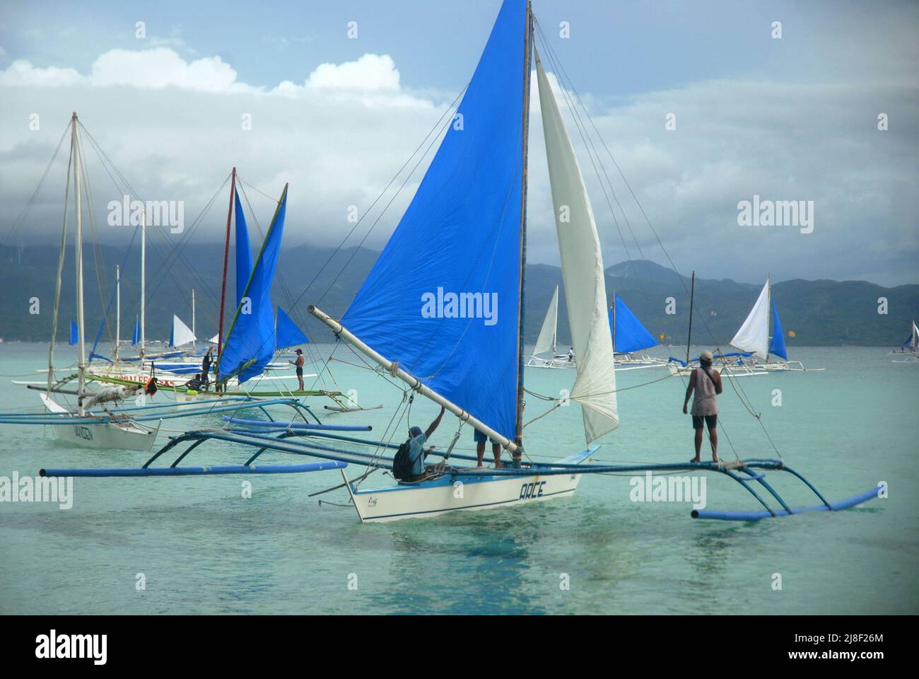 Paraw Boats, White Beach, Boracay, The Visayas, Philippines, Southeast ...