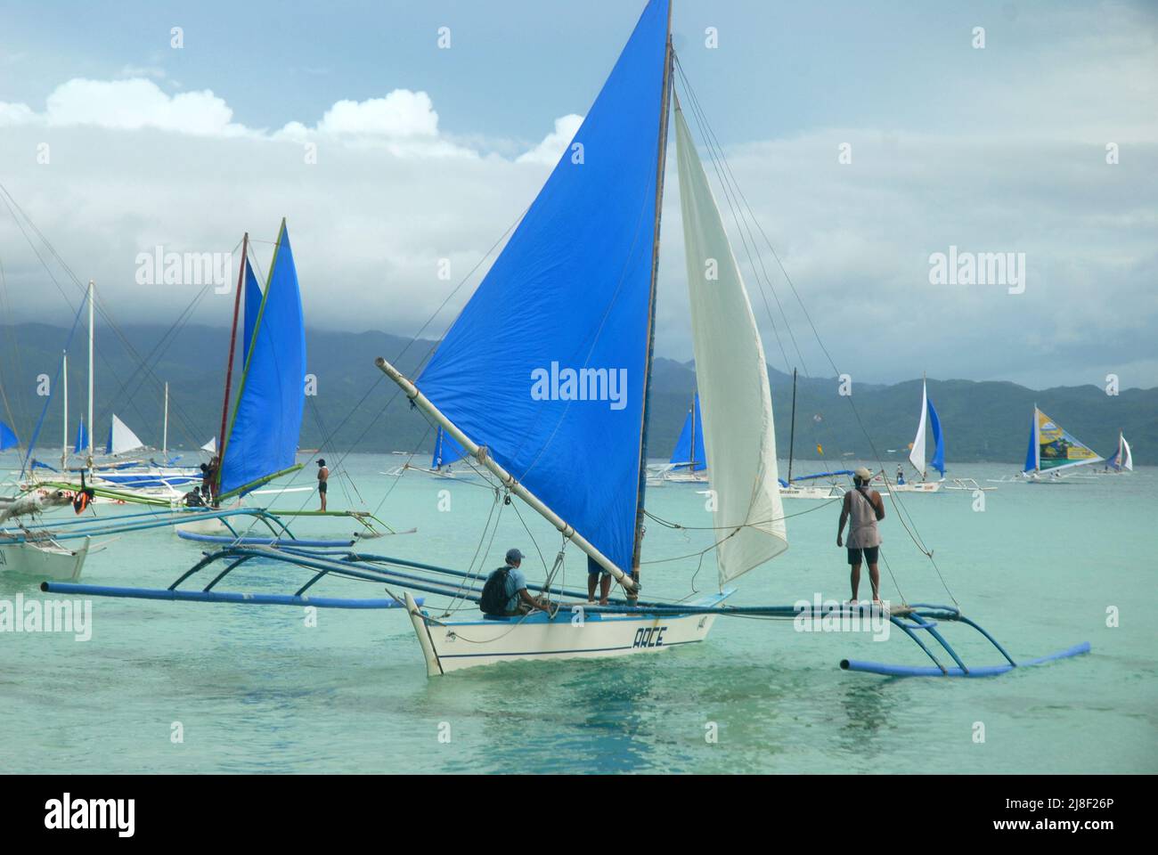 Paraw Boats, White Beach, Boracay, The Visayas, Philippines, Southeast ...