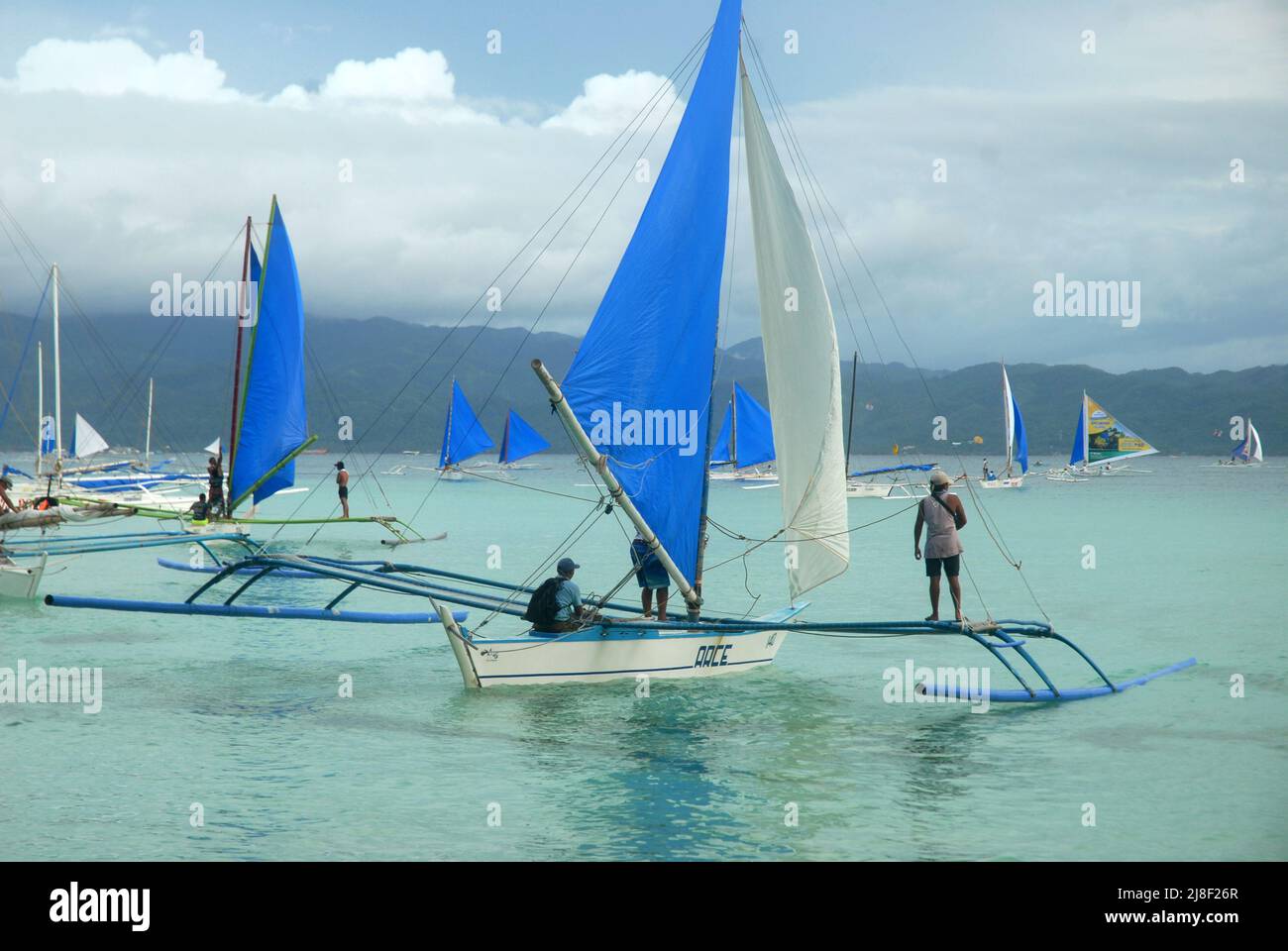 Paraw Boats, White Beach, Boracay, The Visayas, Philippines, Southeast ...