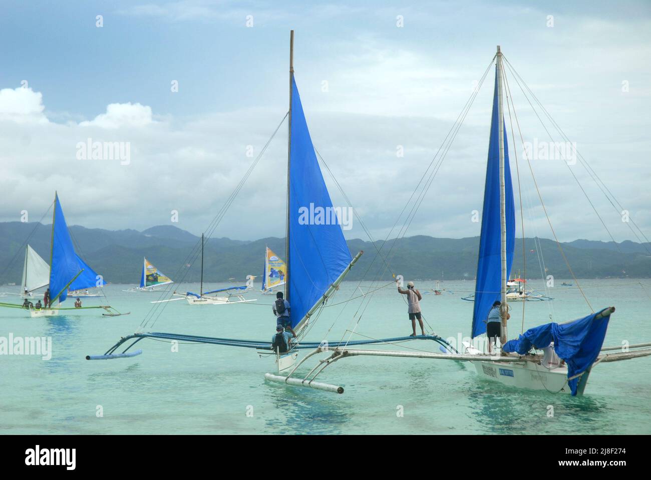 Paraw Boats, White Beach, Boracay, The Visayas, Philippines, Southeast ...
