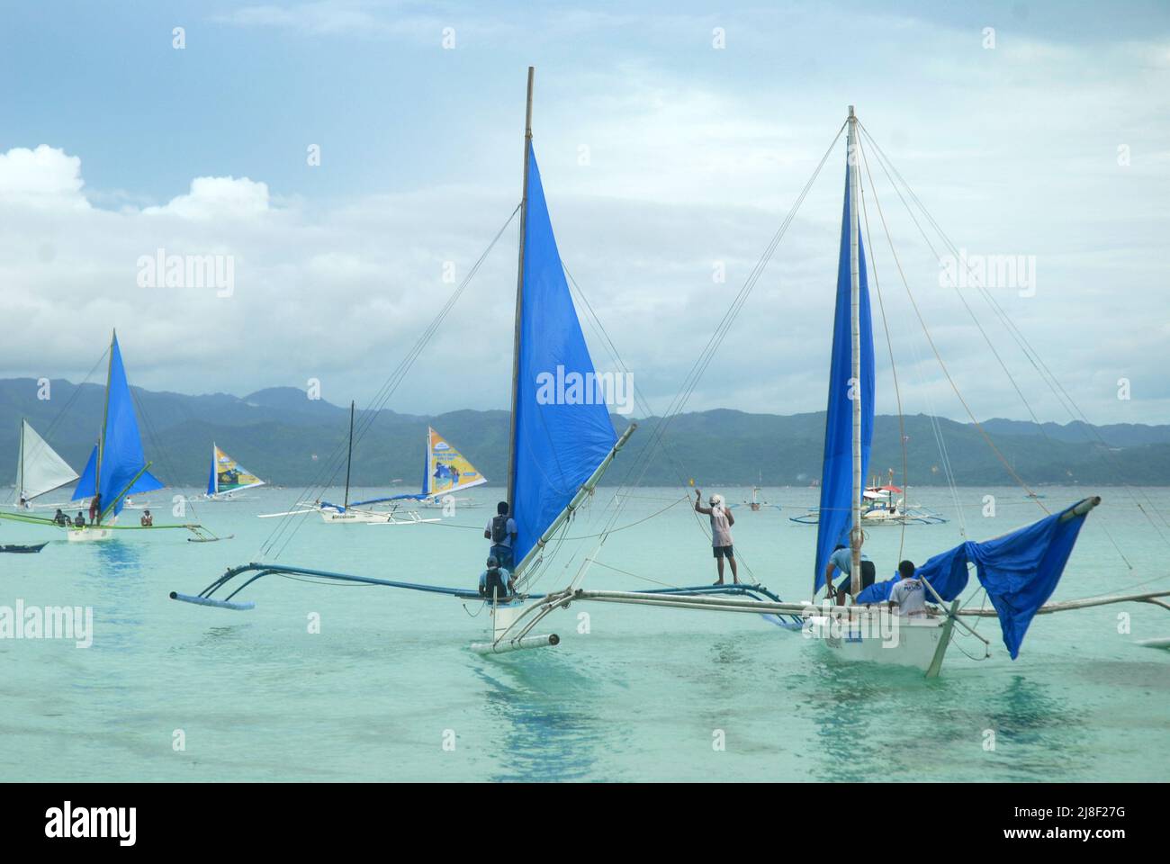Paraw Boats, White Beach, Boracay, The Visayas, Philippines, Southeast ...