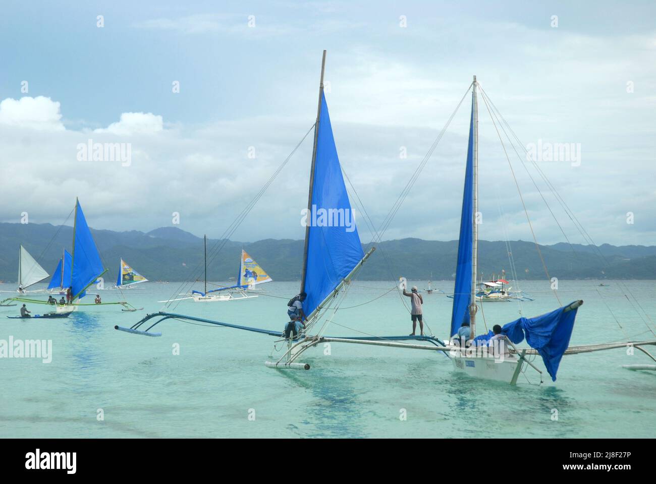 Paraw Boats, White Beach, Boracay, The Visayas, Philippines, Southeast ...