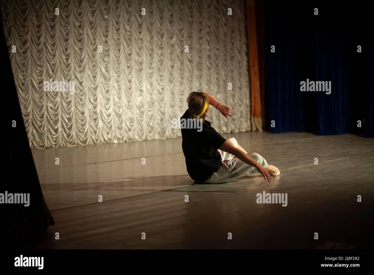 Dancer on stage. Ballet teacher. Expression of emotions in motion ...