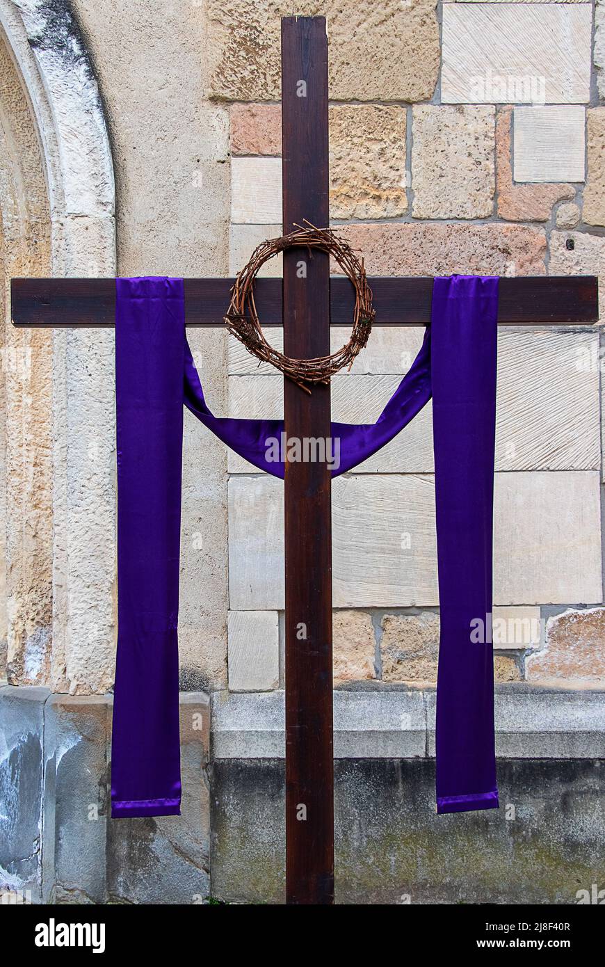 Catholic cross with a wreath of thorns in a modern interpretation Stock ...