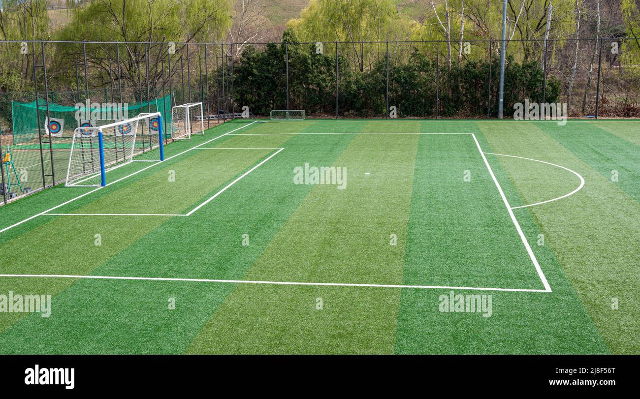An empty soccer field without people. Seoul, South Korea Stock Photo ...