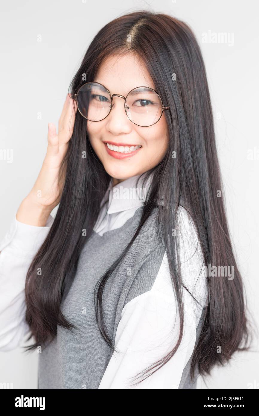 Beautiful asian women wear glasses, Natural beauty woman Stock Photo - Alamy