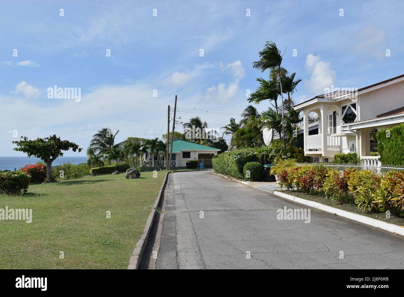 Street view with Barbados houses Stock Photo - Alamy
