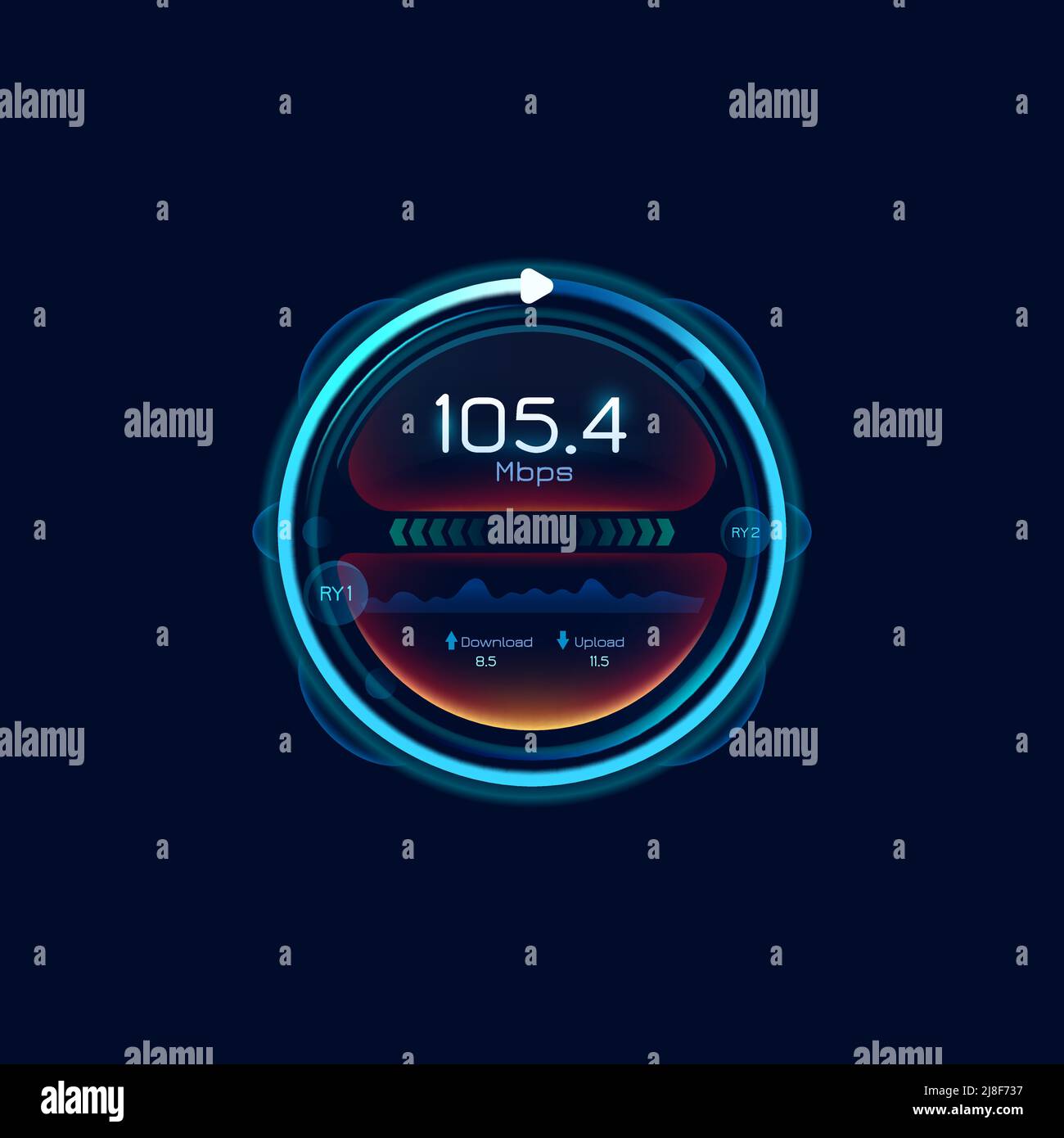 Internet Speed Futuristic Meter Network Bandwidth Indicator Wi Fi Signal Strength Dial Display