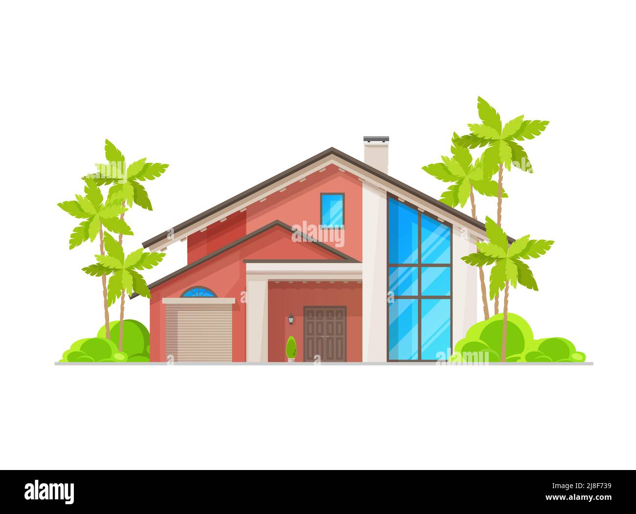 Suburban modern house exterior, vector real estate. Private building ...