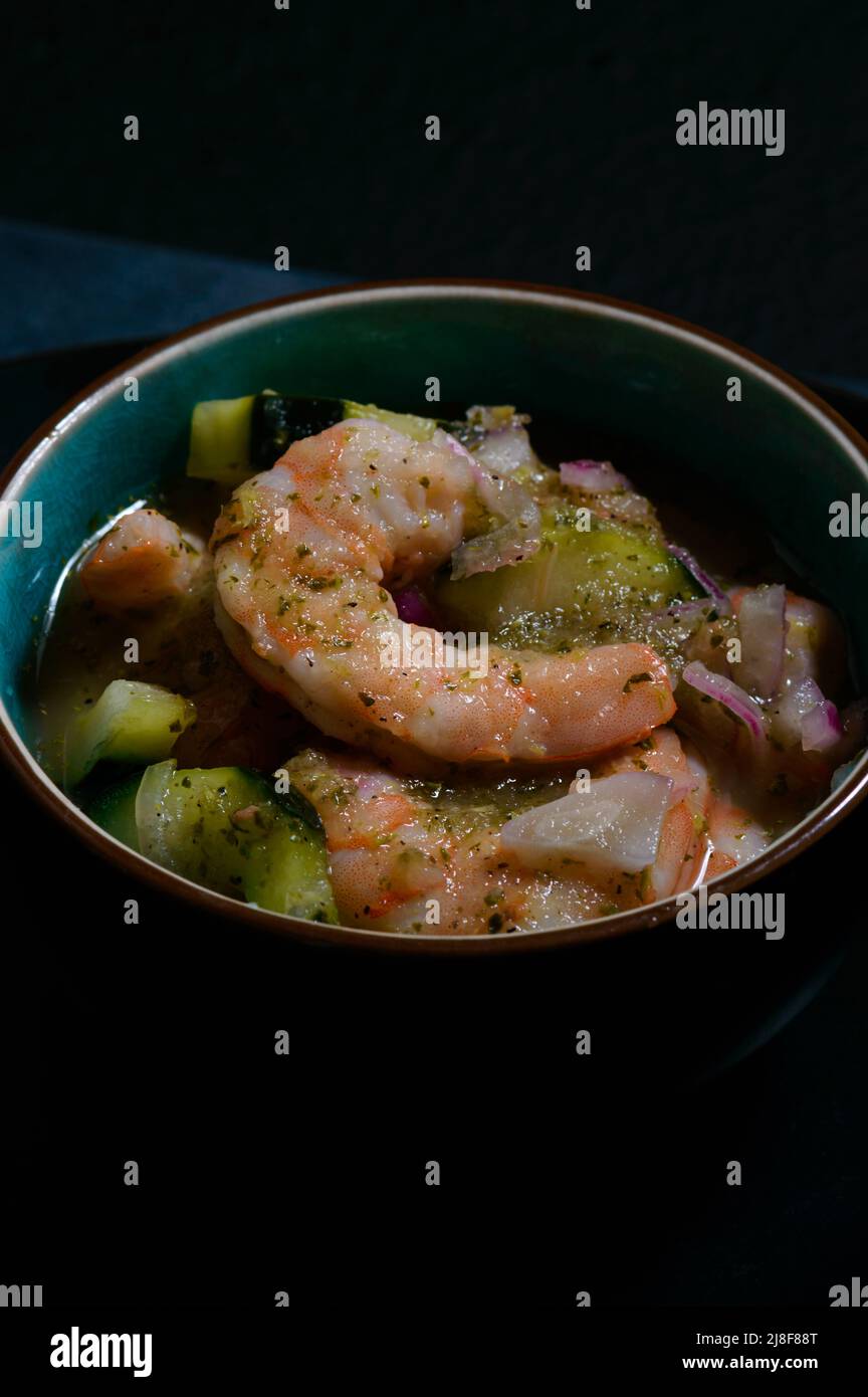 Aguachile, Mexican spicy marinated seafood dish with shrimp Stock Photo ... Aguachile, Mexican spicy marinated seafood dish with shrimp Stock Photo ...