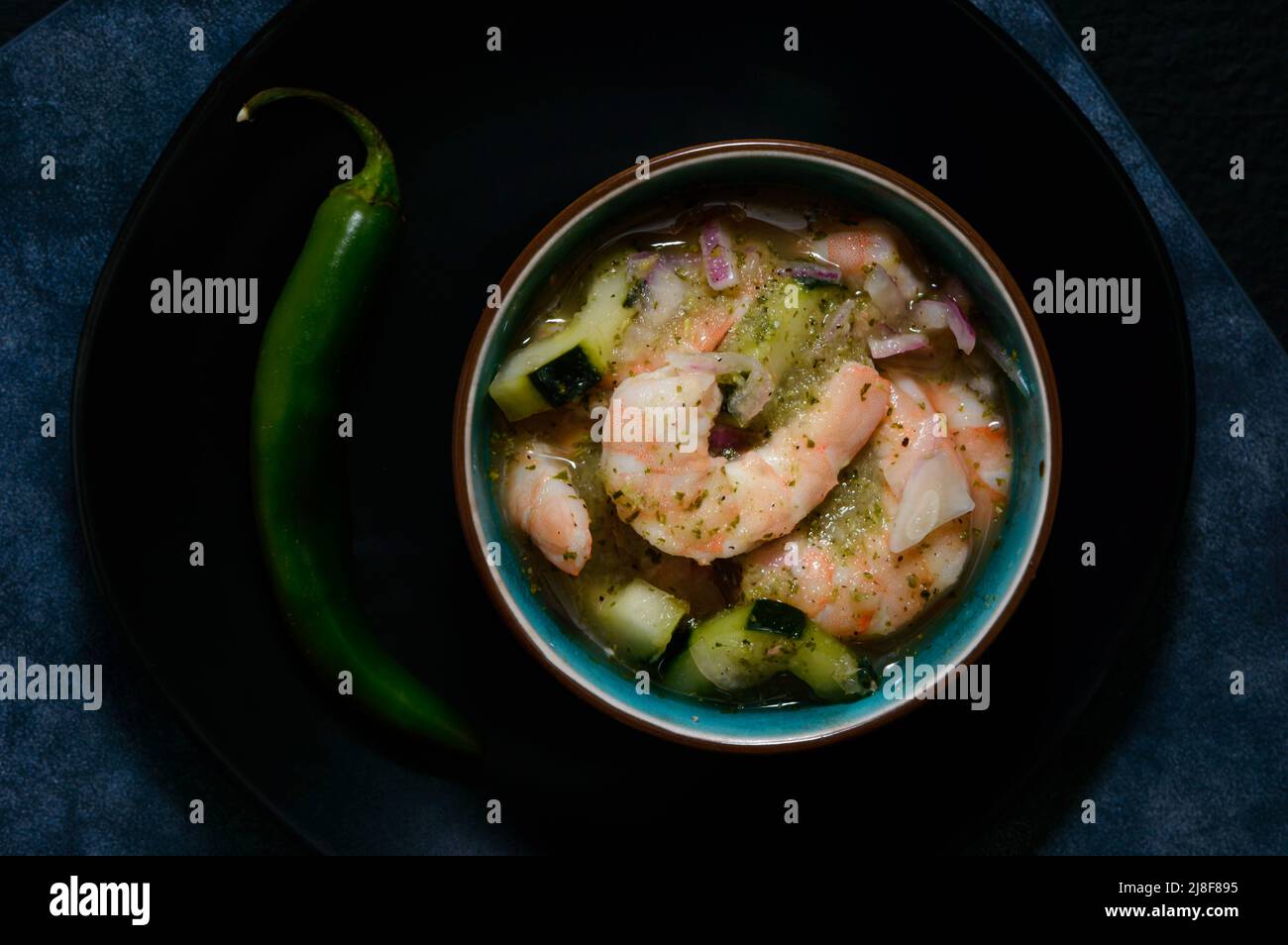 Aguachile, Mexican spicy marinated seafood dish with shrimp Stock Photo ... Aguachile, Mexican spicy marinated seafood dish with shrimp Stock Photo ...