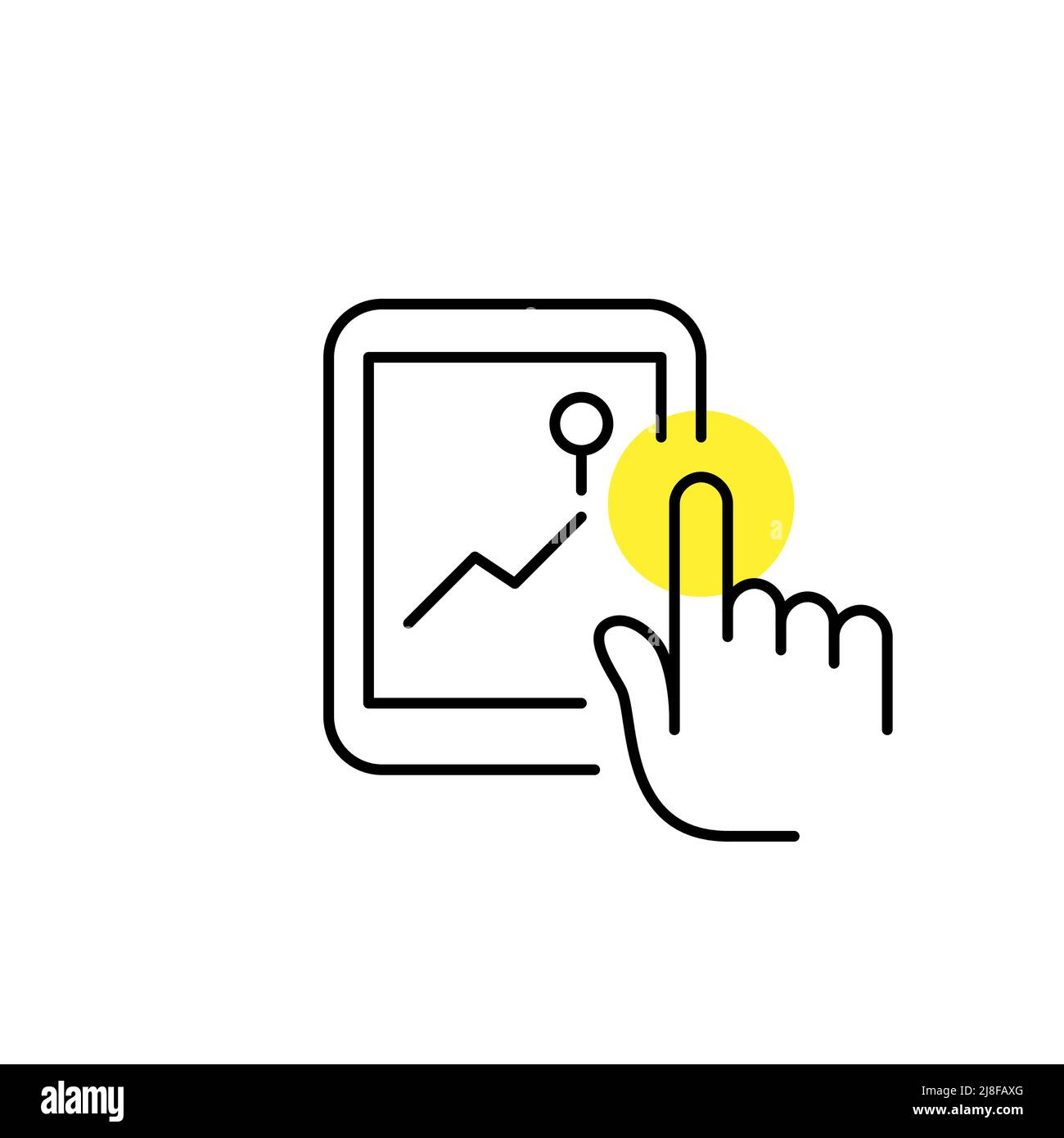 Finger tracking location on a tablet. Pixel perfect line art icon Stock ...
