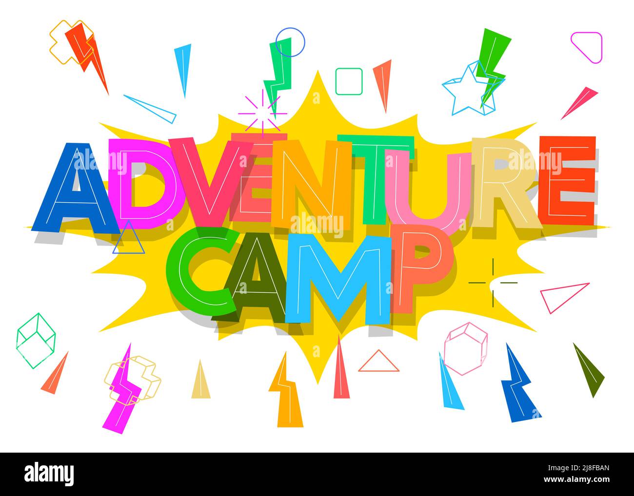 Adventure Camp. Word written with Children's font in cartoon style ...