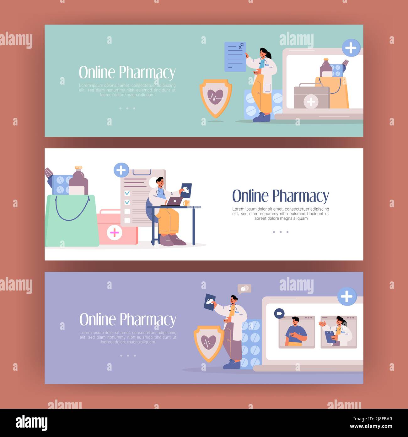 Online pharmacy posters. Virtual healthcare service for sale and ...