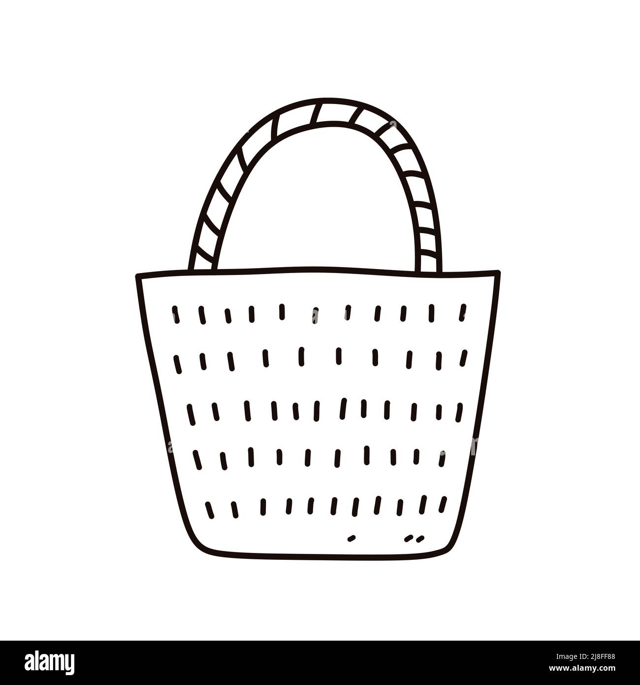 Straw beach bag isolated on white background. Summer holiday accessory ...
