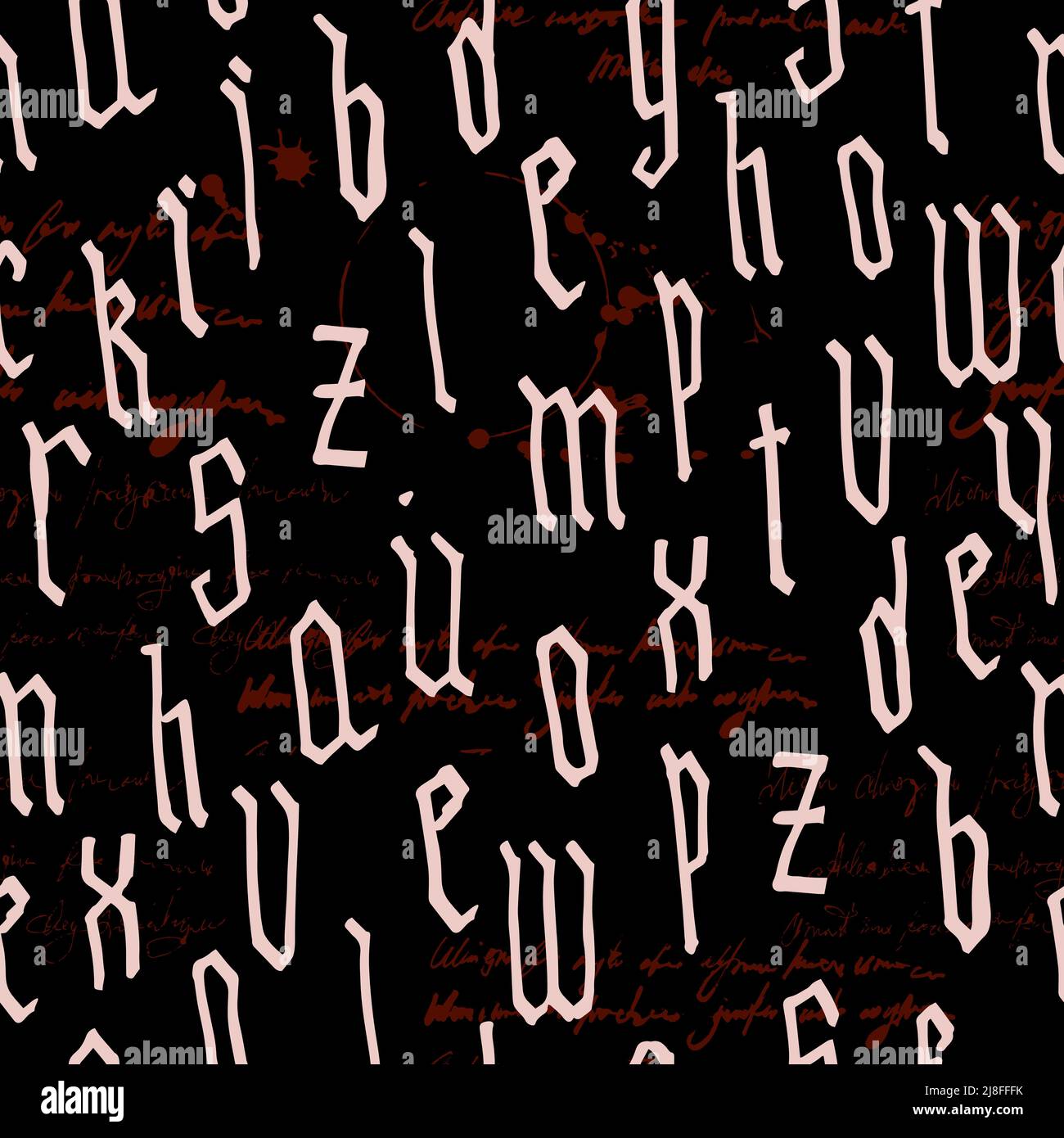 Pattern seamless Gothic style alphabet calligraphy, lettering ...