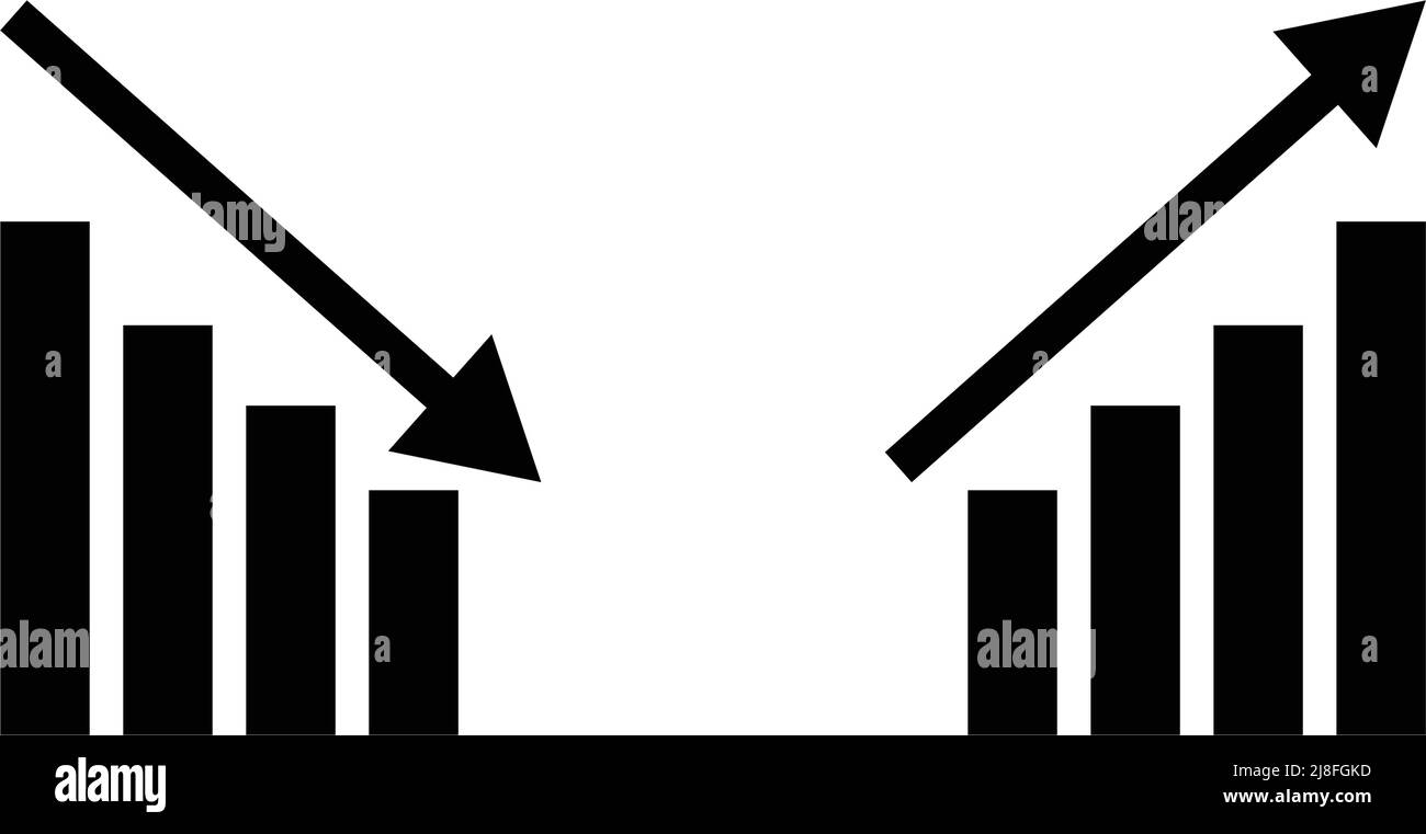 A set of icons for ascending and decreasing graphs. Editable vector ...