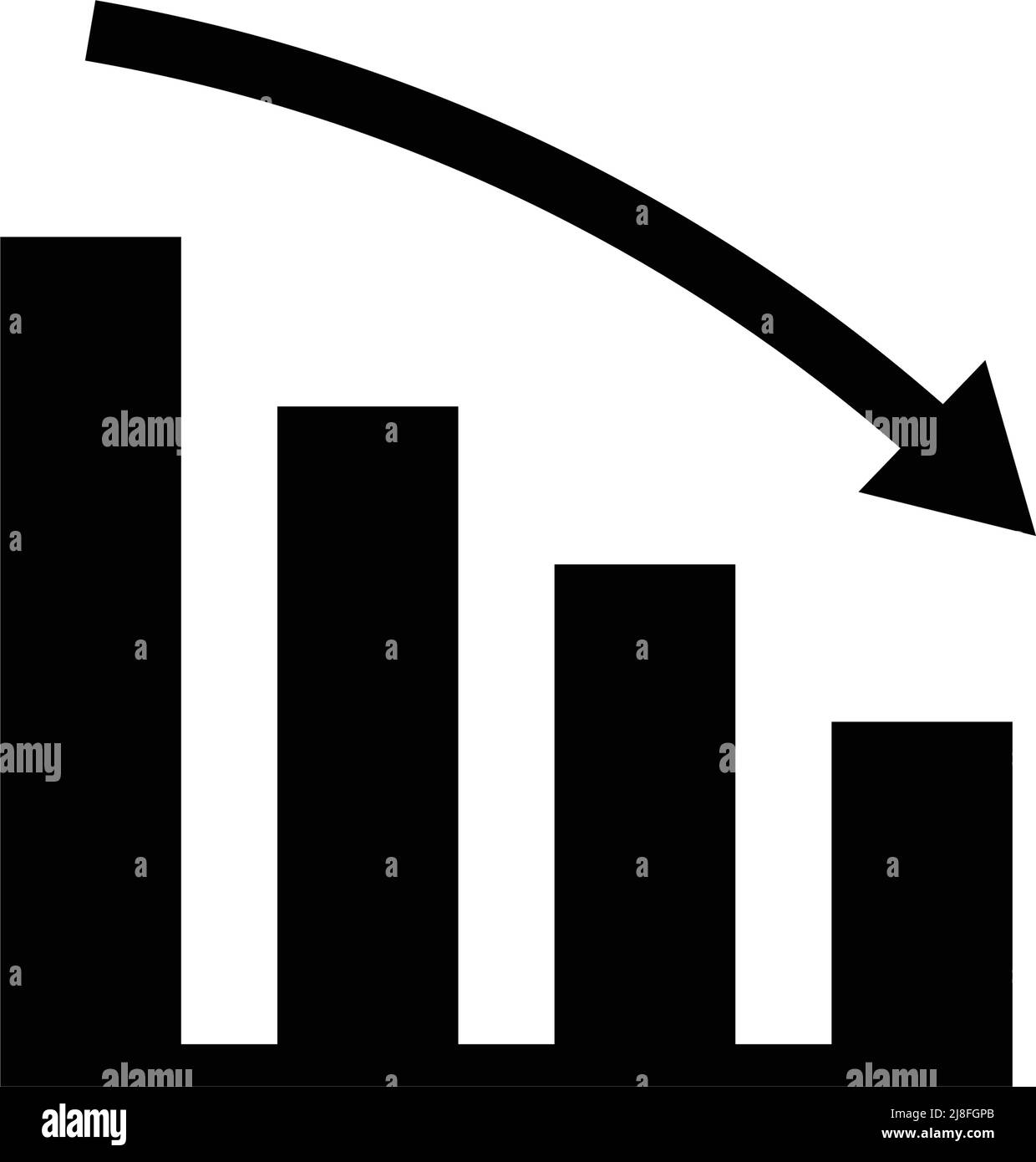 Downtrend arrow and bar chart icon. Vectors related to business performance, etc. Editable ...