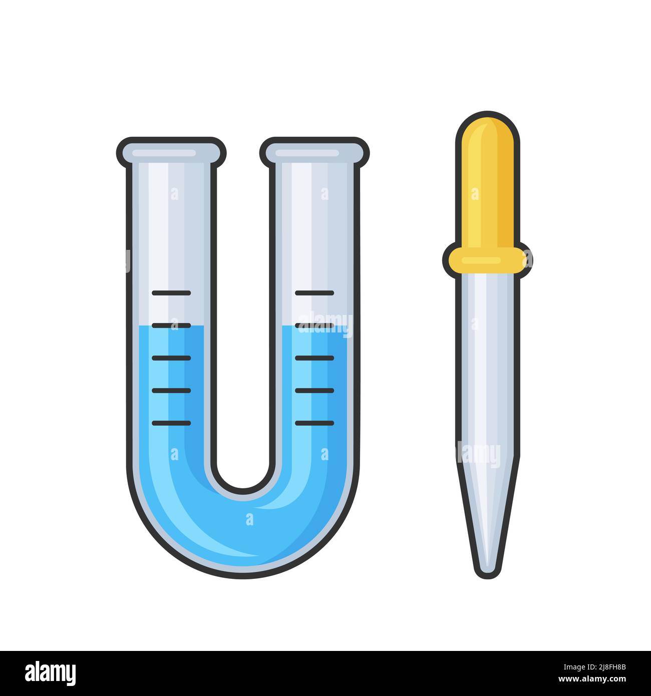 Chemistry science laboratory test glass tube and flask vector icon set ...