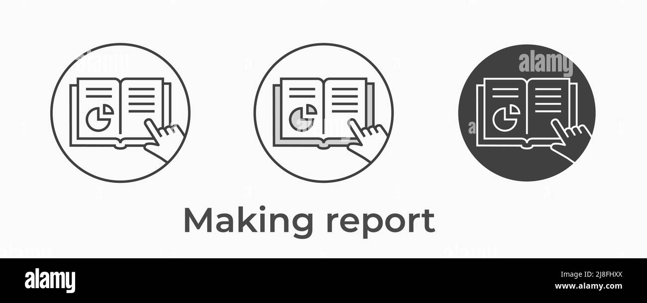 Making report icon. Black vector illustration isolated on white ...