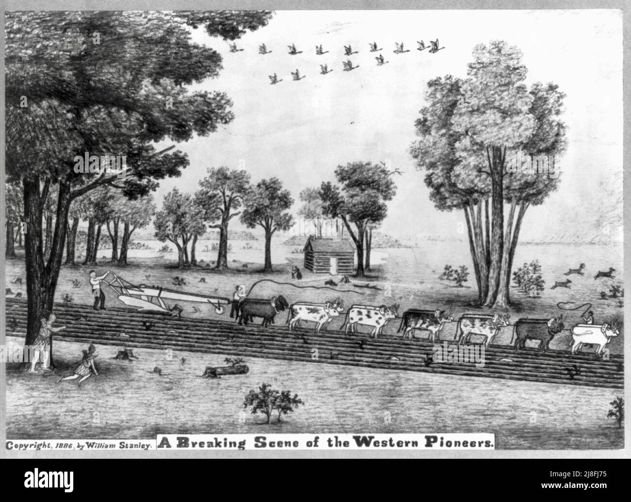 A Breaking Scene of the Western Pioneers - 1886 - Wiliam Stanley Stock ...