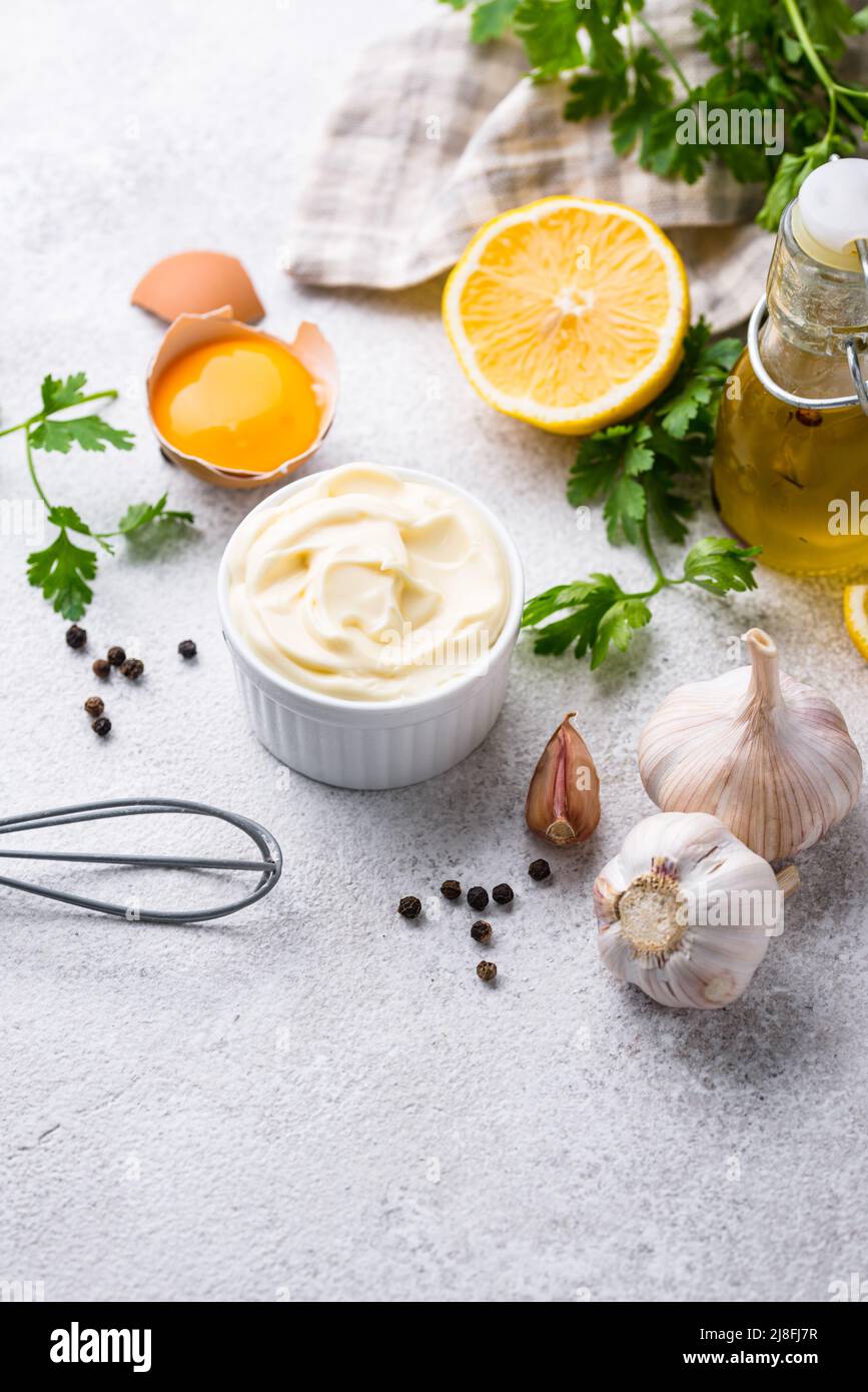Homemade mayonnaise sauce with ingredient Stock Photo - Alamy