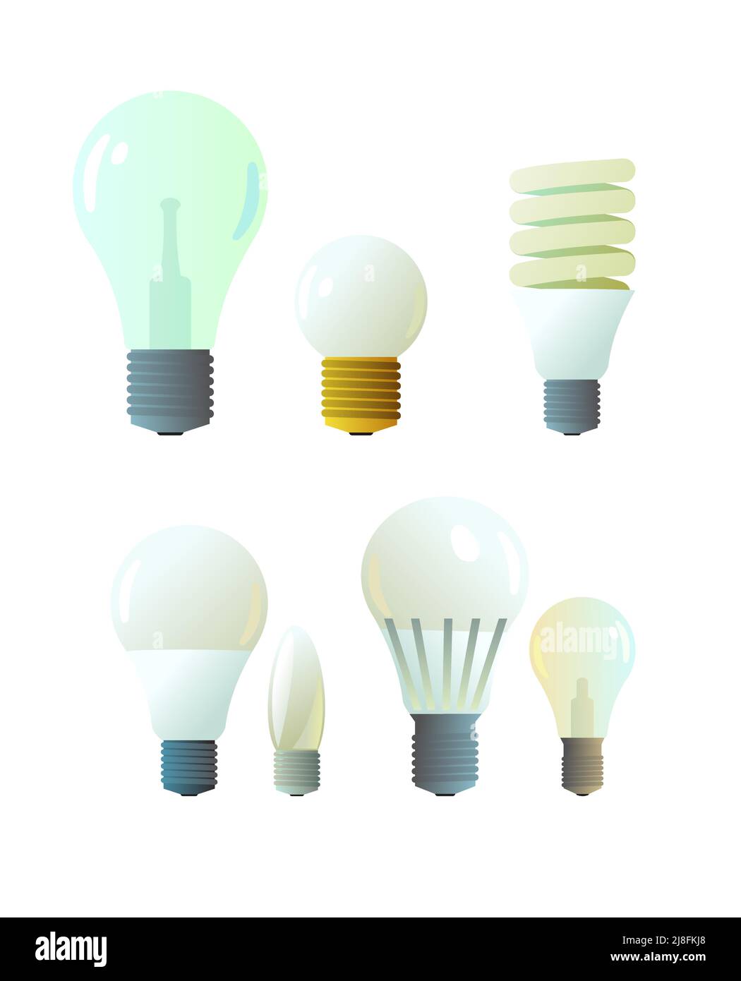 Set of Glass electric light bulb. Lighting device. Energy Saving ...