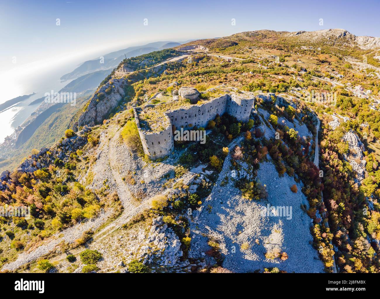 Collapsing tower of fortress Kosmac. Ancient Austro-Hungarian fortress ...