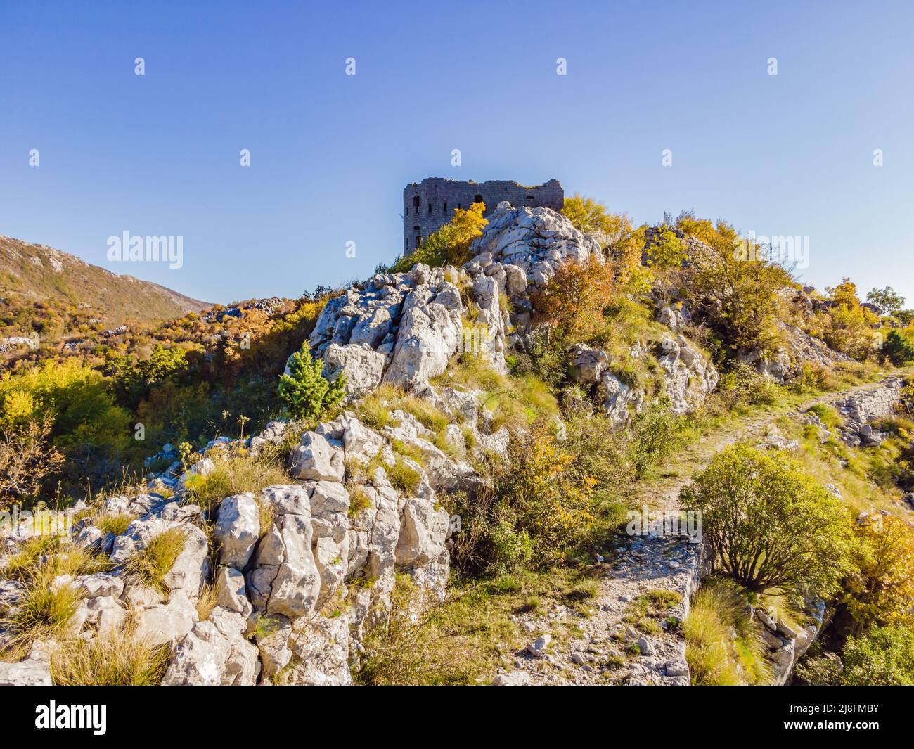 Collapsing tower of fortress Kosmac. Ancient Austro-Hungarian fortress ...