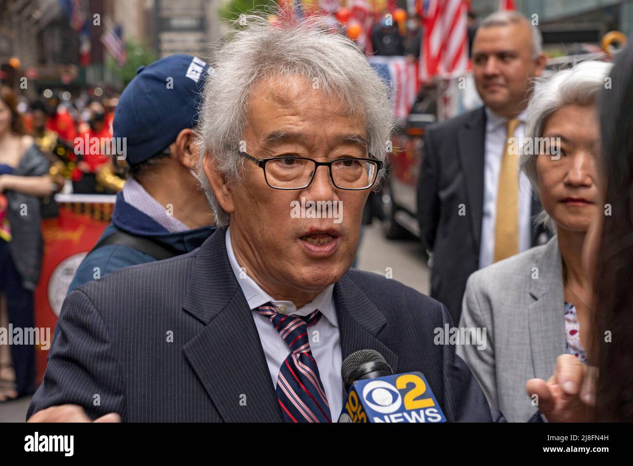 New York, United States. 15th May, 2022. John Park speaks to media ...