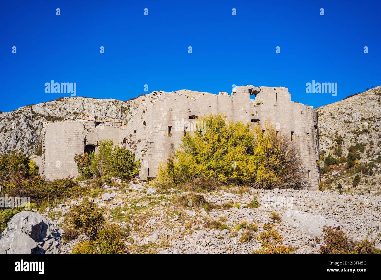 Collapsing tower of fortress Kosmac. Ancient Austro-Hungarian fortress ...
