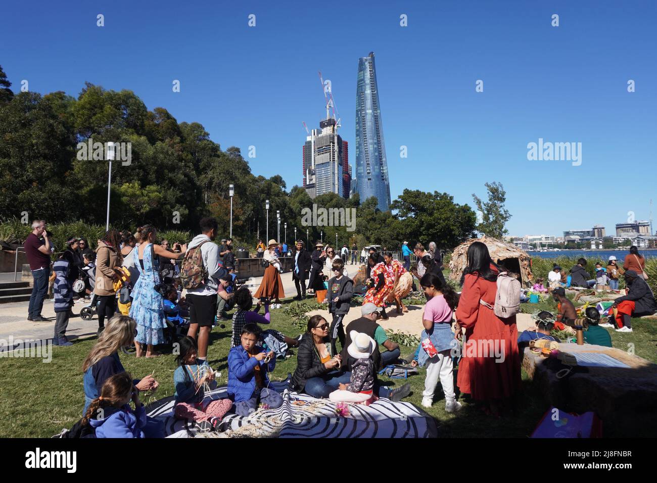Large Group of People enjoying an Outdoor Event at Barangaroo Reserve ...