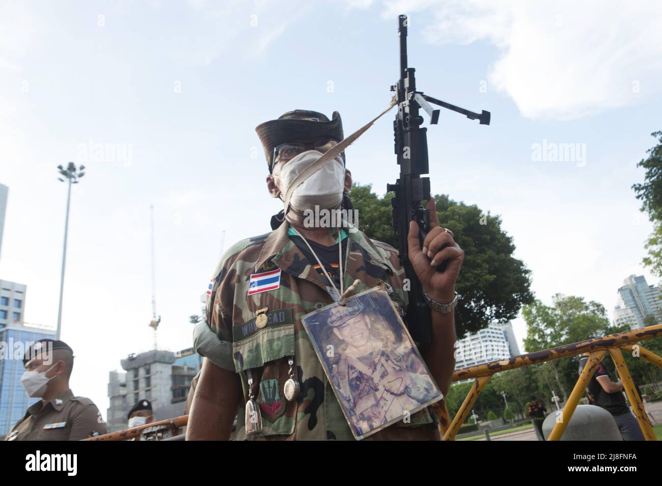 Bangkok, Thailand. 13th May, 2022. A former soldier who had assembled ...
