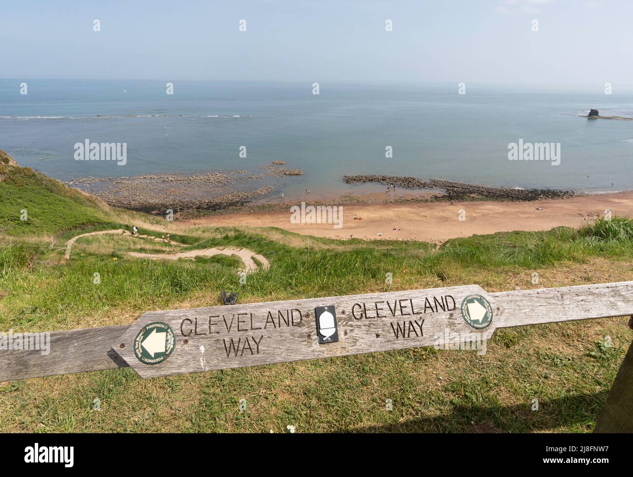 Sea view from the Cleveland Way coastal footpath near Whitby, Yorkshire ...