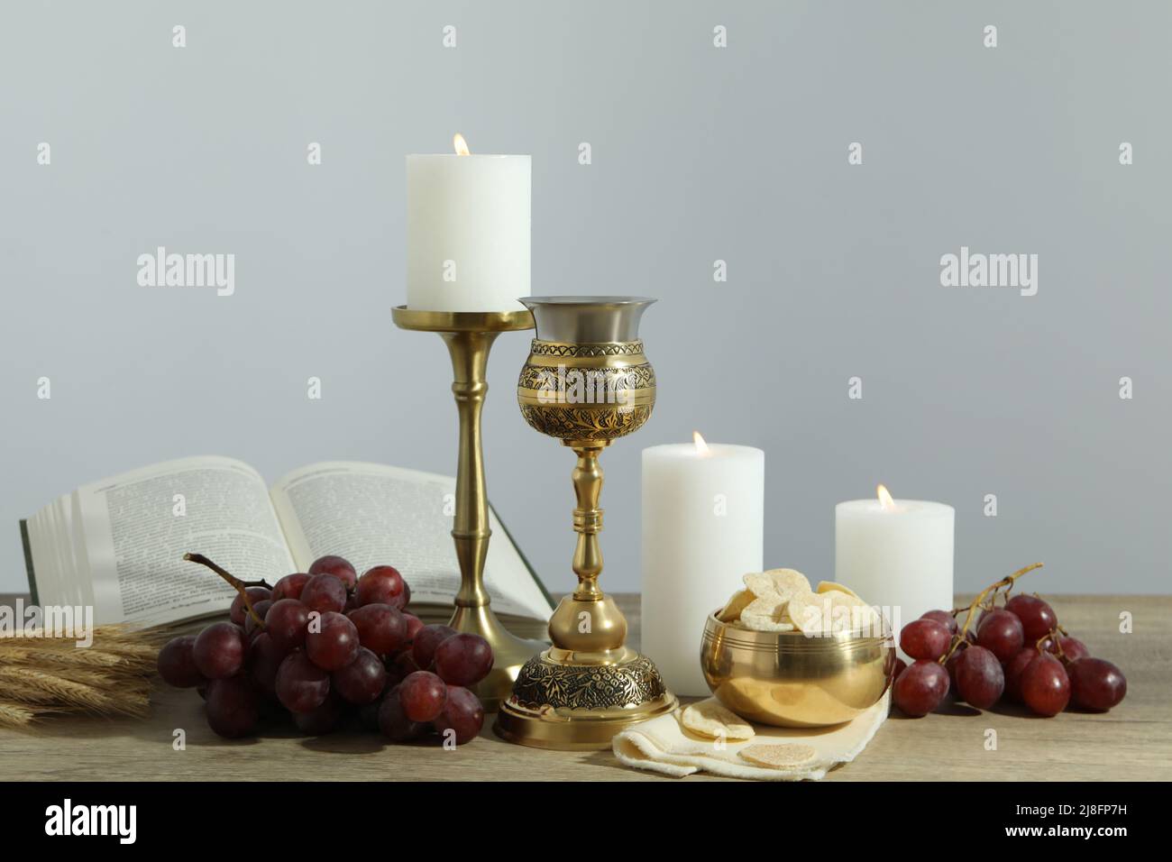 Concept or composition of Eucharist with different accessories Stock ...