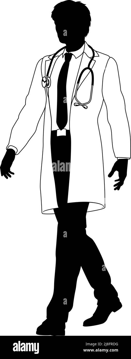Doctor Man Medical Silhouette Healthcare Person Stock Vector Image ...