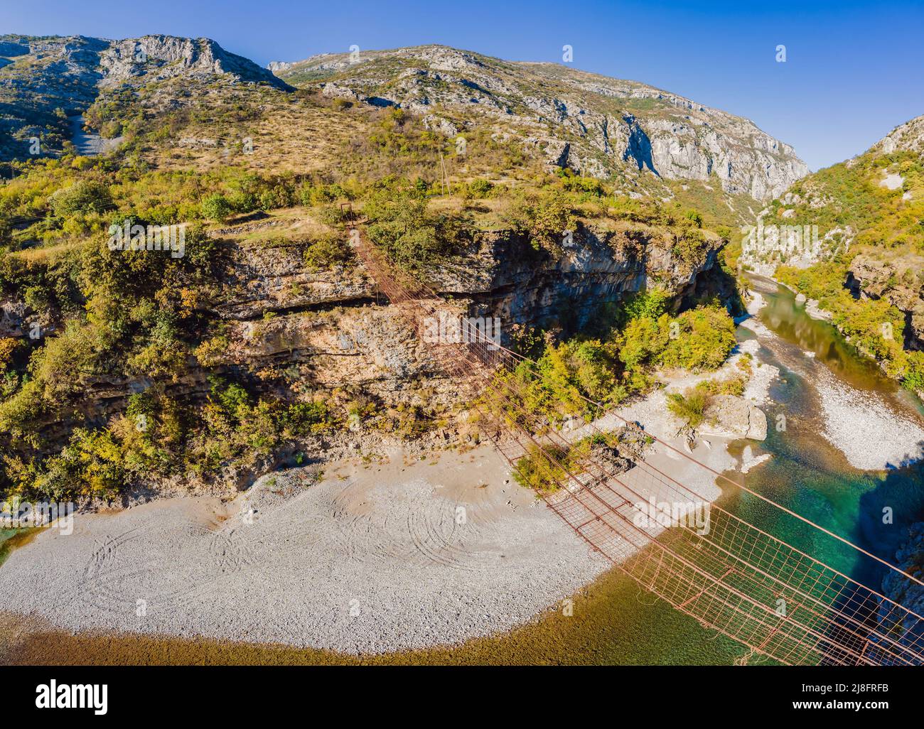 Sights of Montenegro. Landmark Old rusty bridge. Attraction Long ...