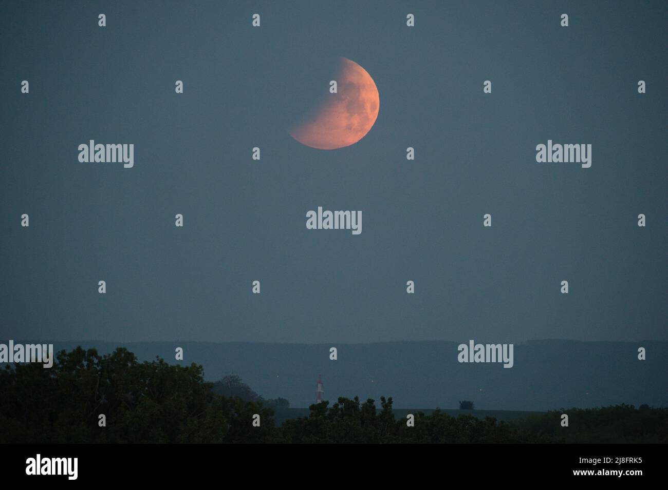 Olomouc, Czech Republic. 16th May, 2022. Partial lunar eclipse ...