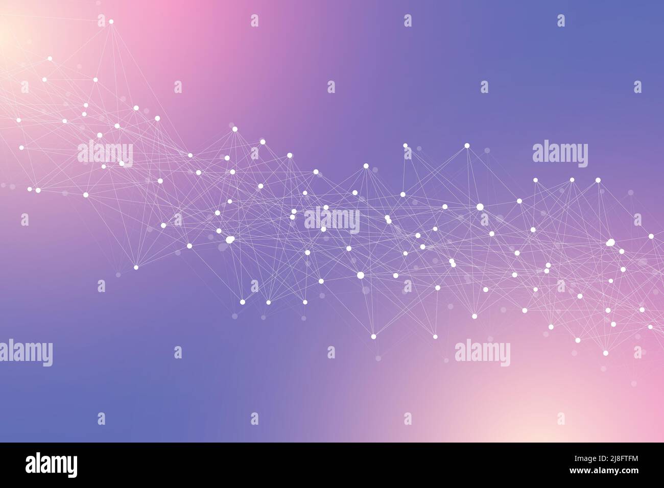 Technology abstract background with connected line and dots. Big data visualization. Artificial ...