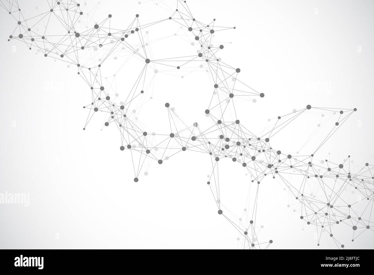 Technology abstract background with connected line and dots. Big data visualization. Artificial ...