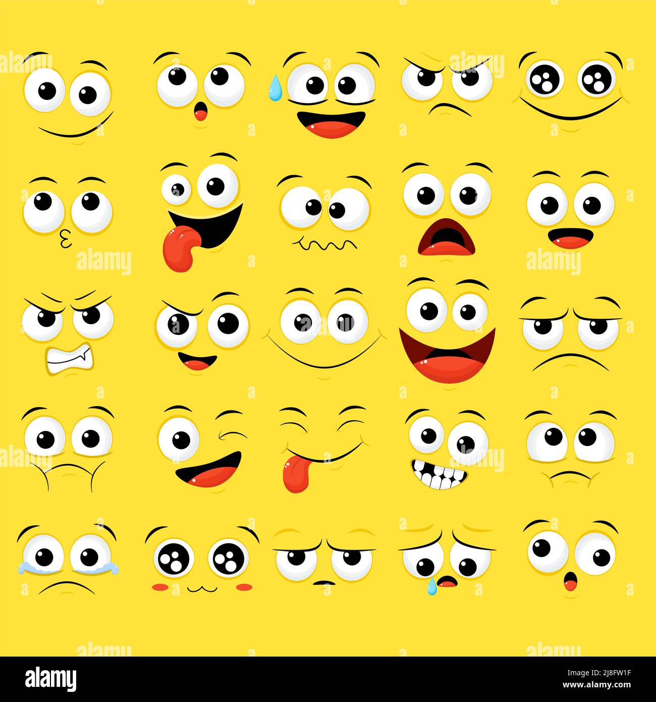 Collection of emoticons with different mood. Set of volumetric cartoon ...