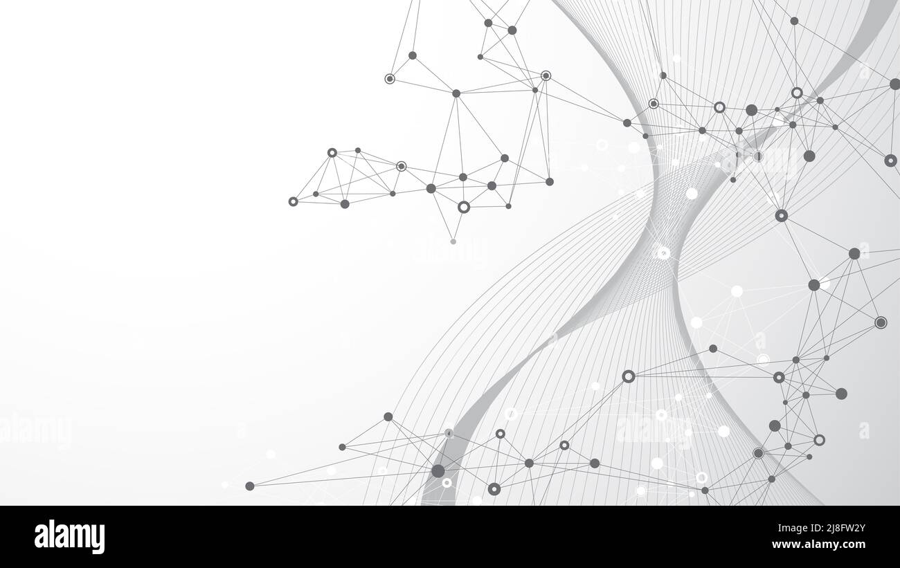 Technology abstract background with connected line and dots. Big data visualization. Artificial ...