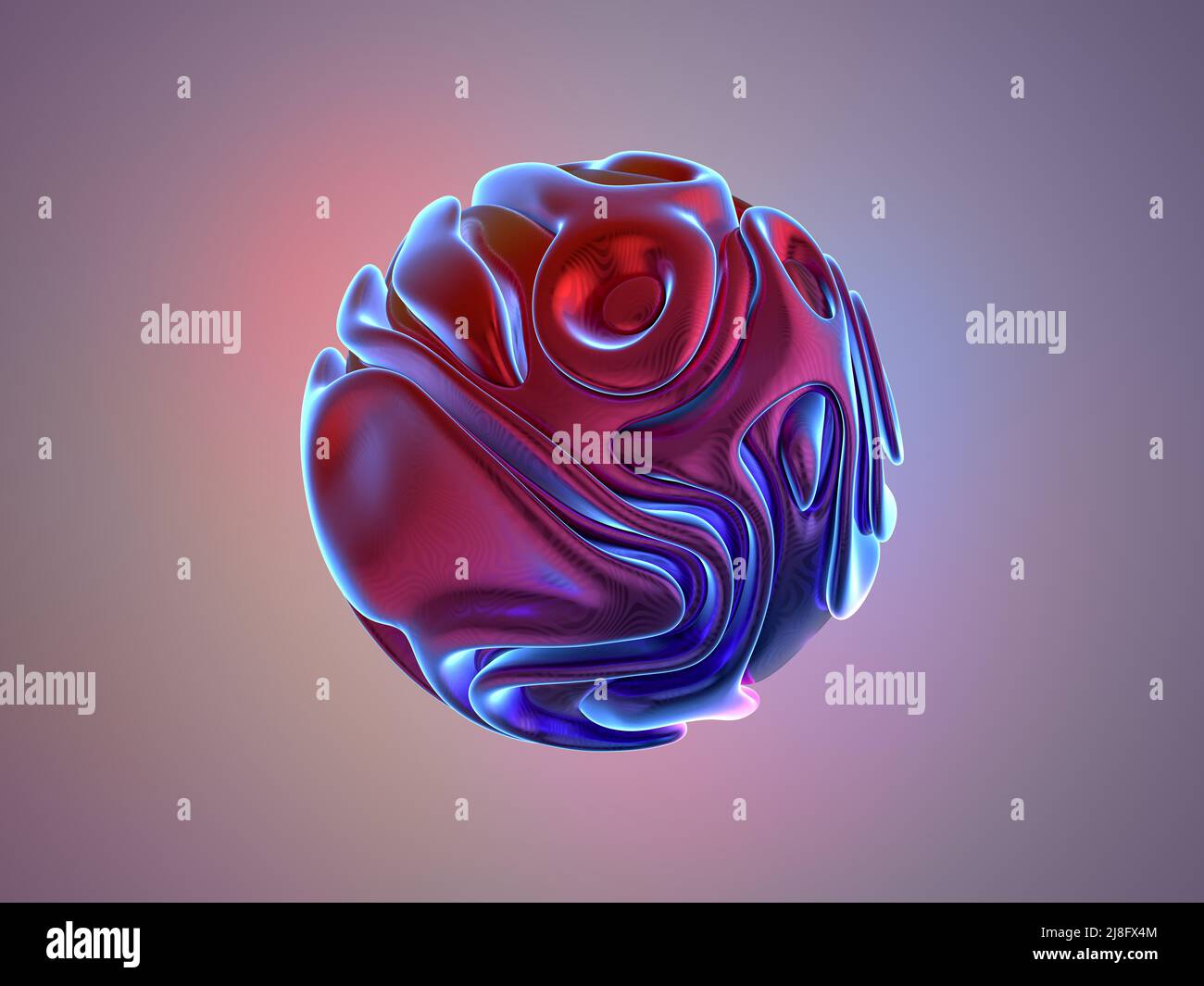 3D render of aesthetic abstract art sphere with part of alien flowy ...
