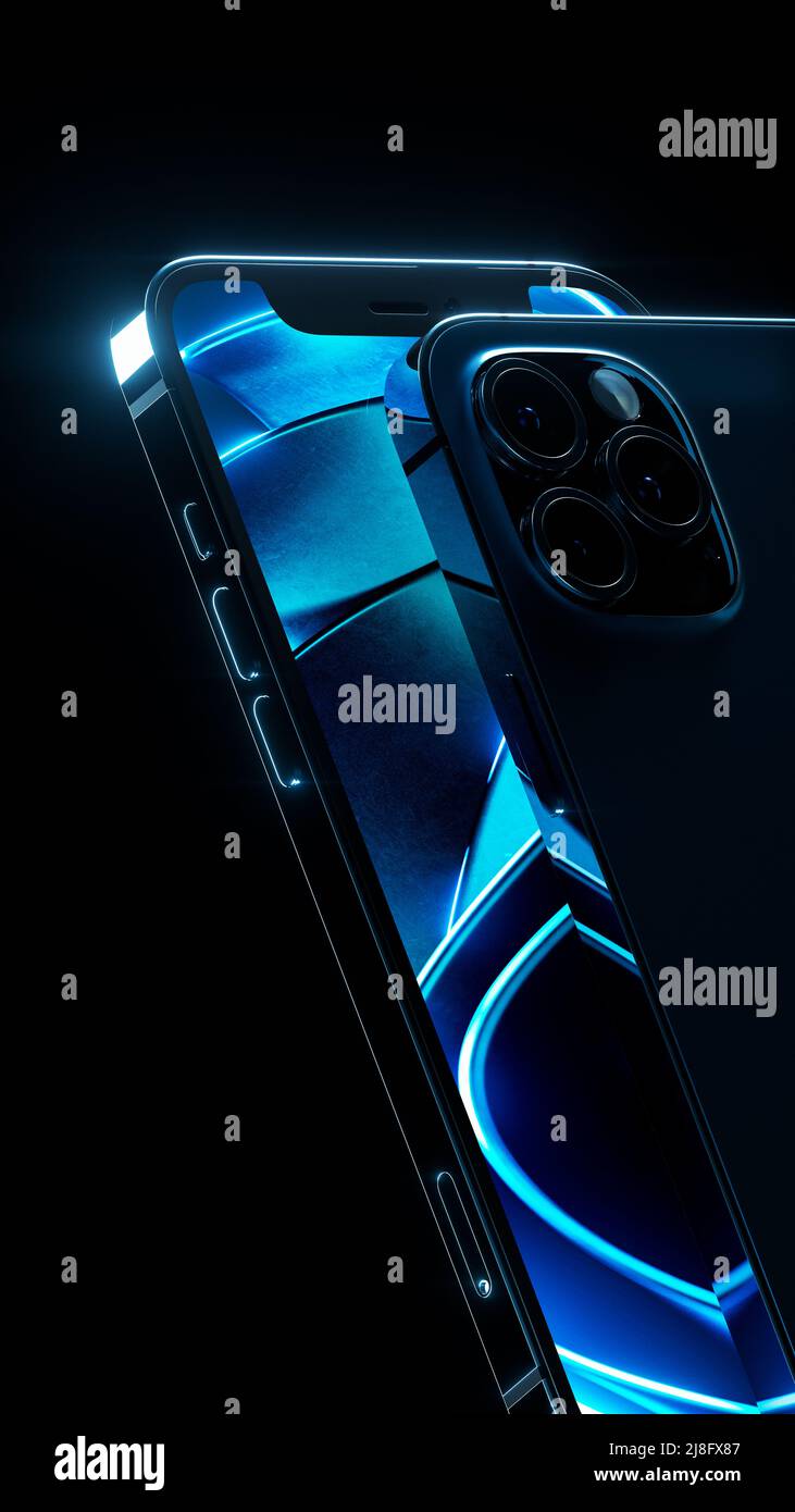 dramatic elegant luxury 3d render of modern smartphone mobile phone for ...