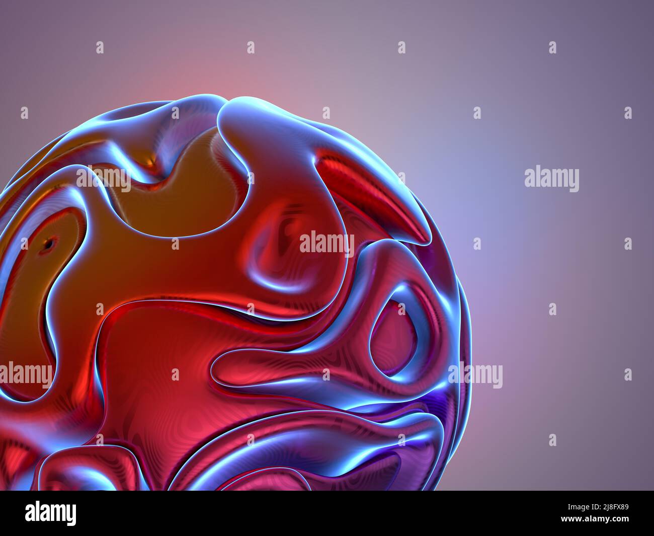 3D render of aesthetic abstract art sphere with part of alien flowy ...