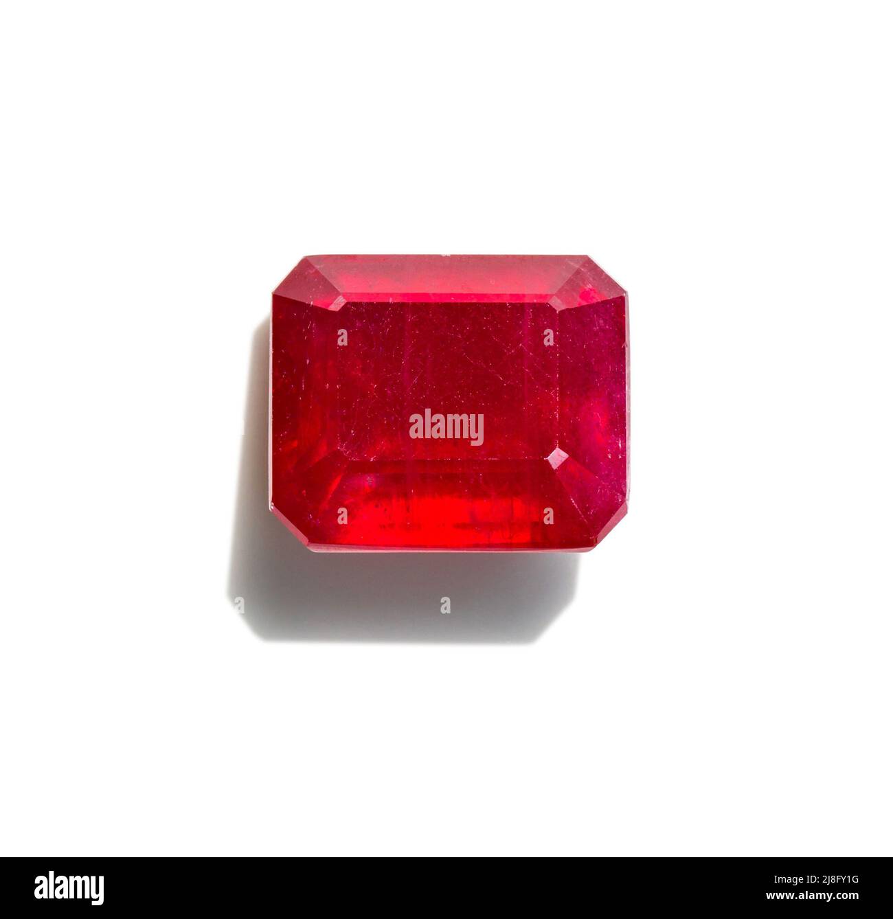 Close up square shape Ruby stone on white background Stock Photo - Alamy